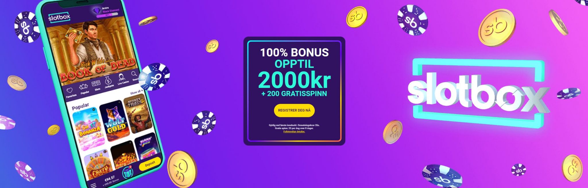 Slotbox Casino Norge - Få 2000kr og 200 freespins!